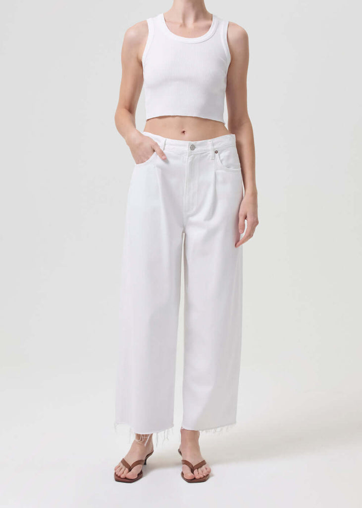 AGOLDE Cropped Poppy Tank in White | The New Trend