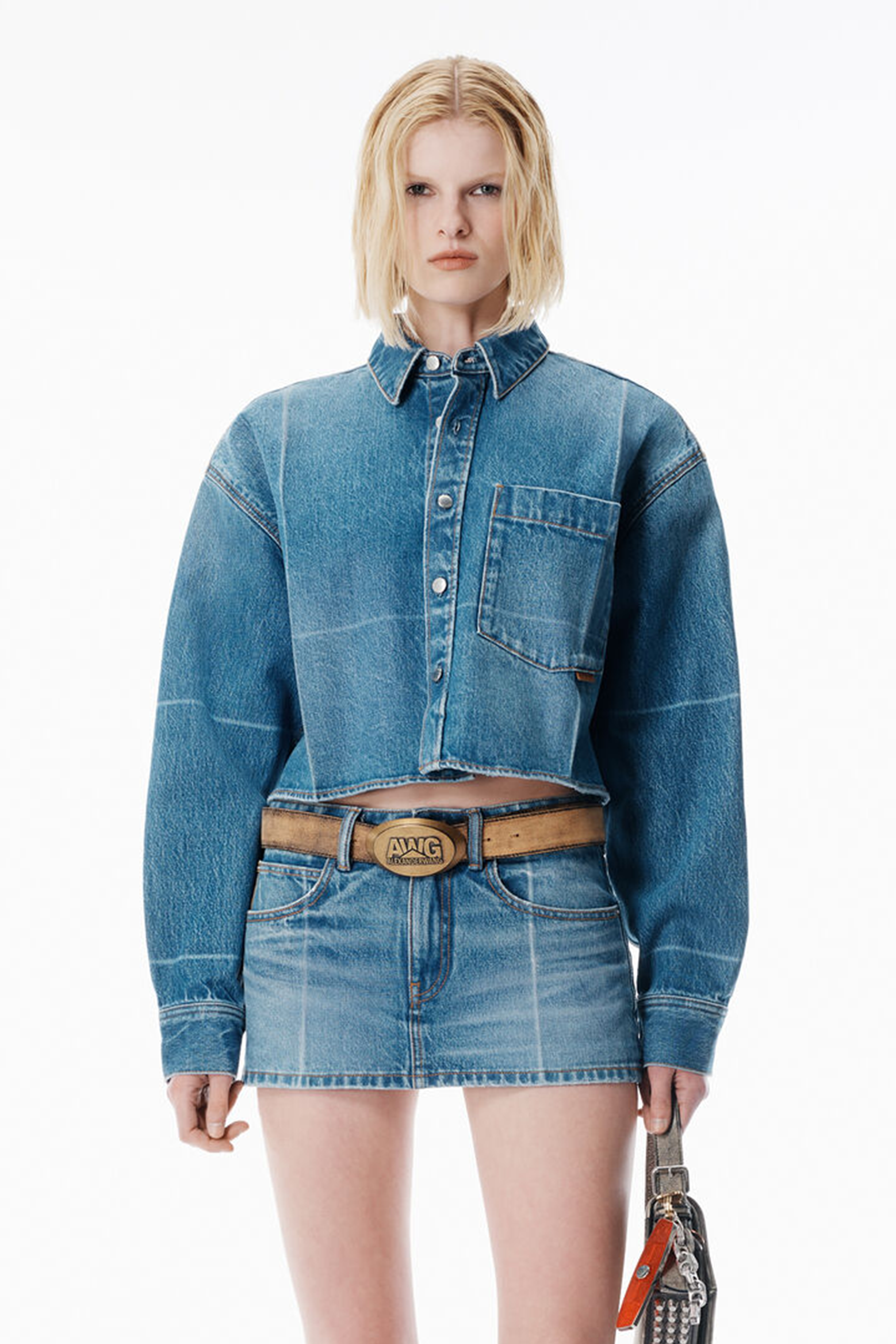 ALEXANDER WANG CROPPED BUTTON DOWN SHIRT W/ FADED FOLD LINES | THE NEW ...